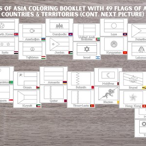 ASIA Flags Coloring Pages, Flags of Asia Flash Cards, Montessori Asian ...