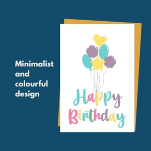 Set of 4 Printable Birthday Cards - Foldable Birthday Cards - Happy ...