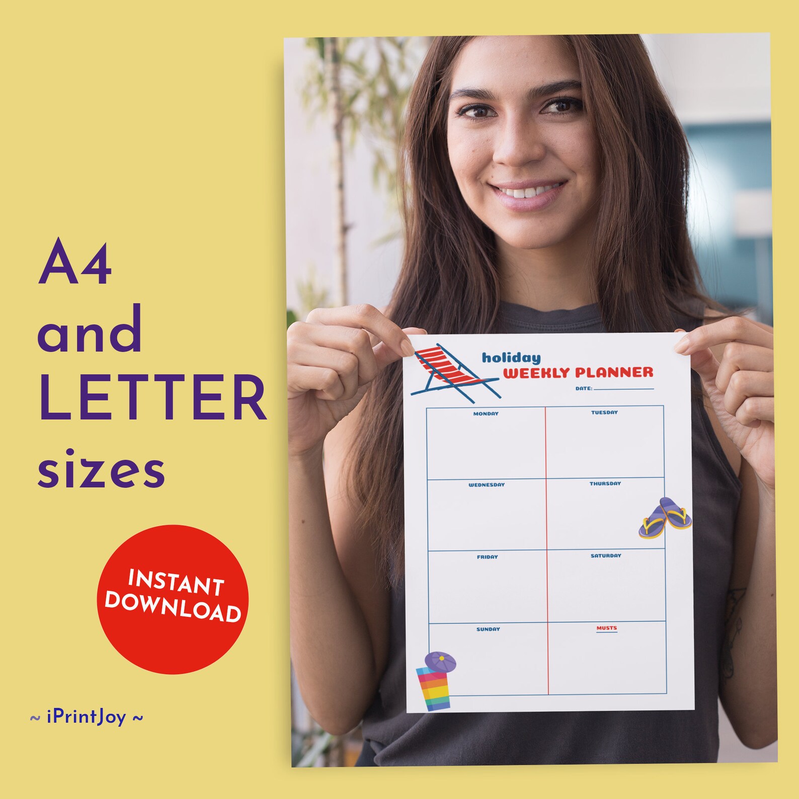 Beach Holiday Weekly Planner: Printable A4/letter Size (digital ...