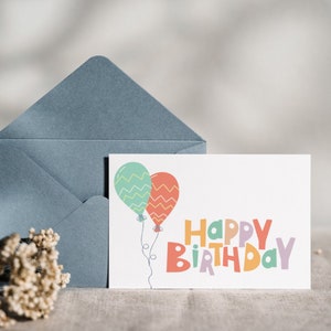 Set of 4 Printable Birthday Cards - Foldable Birthday Cards - Happy ...