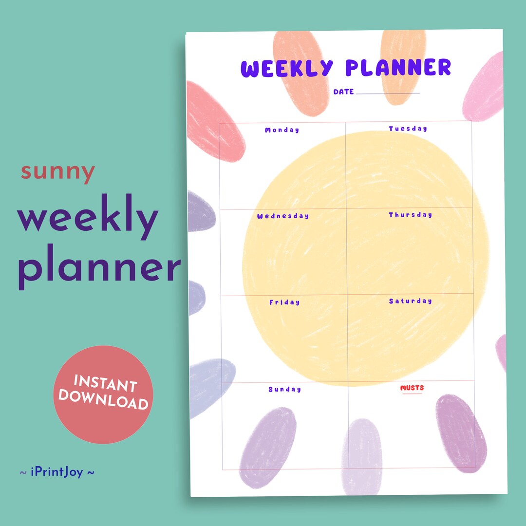 Sunny Weekly Planner, Planner 2024, Planner Printable, Weekly Organizer ...