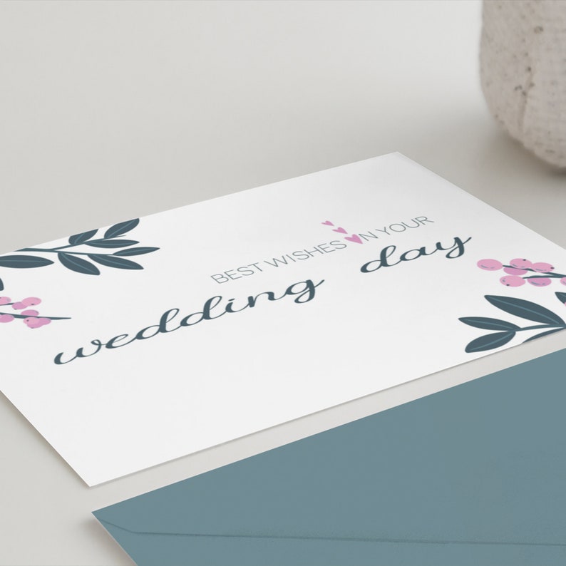 Floral Wedding Card - Printable Best Wishes (PDF Download) - Etsy