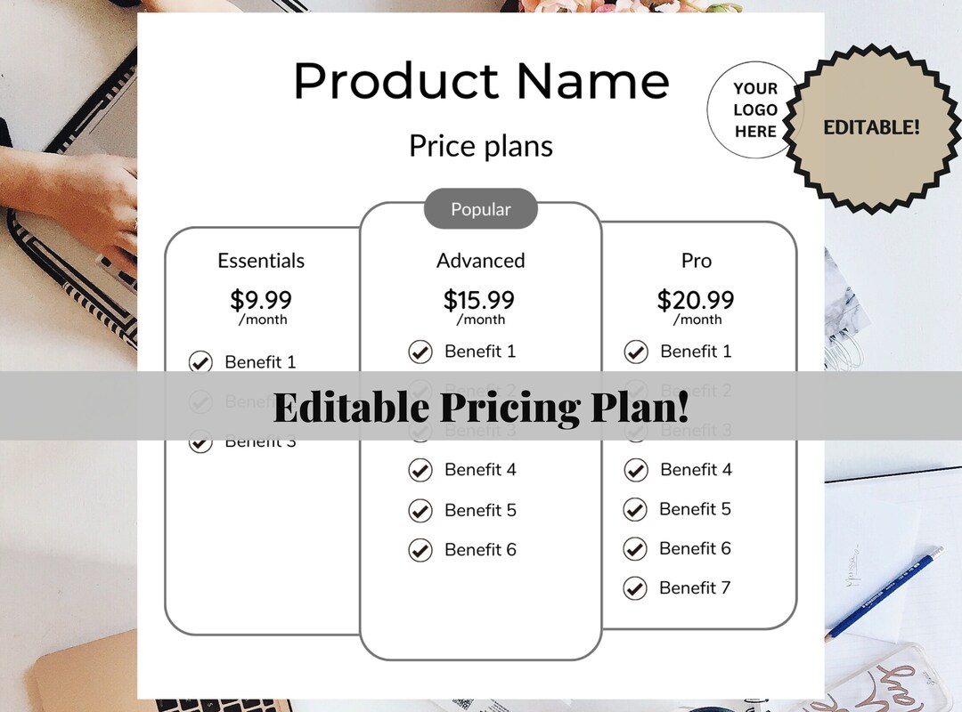 Monthly Subscription Pricing Plan Template, Customizable Price Tiers ...