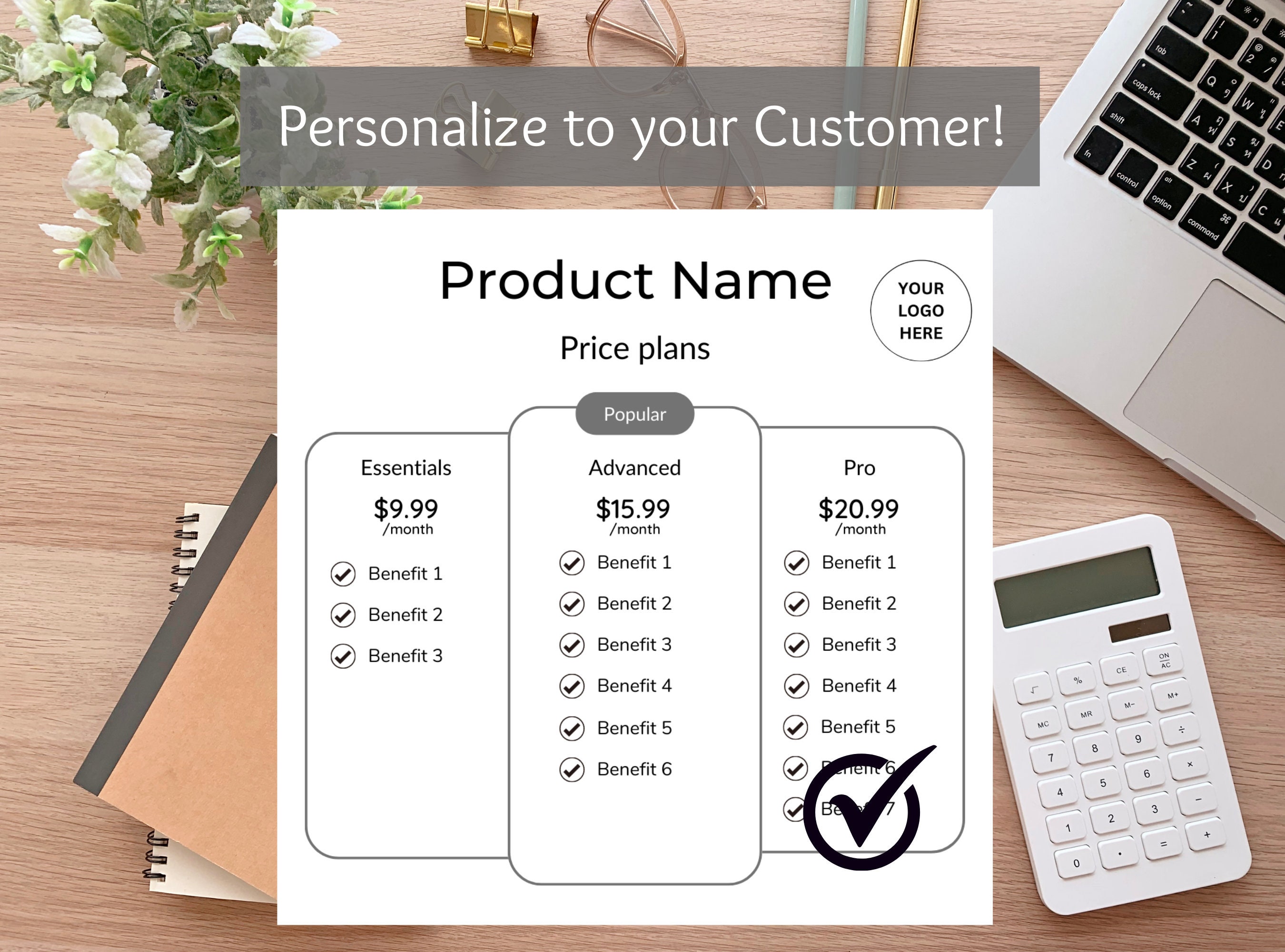 Monthly Subscription Pricing Plan Template, Customizable Price Tiers ...