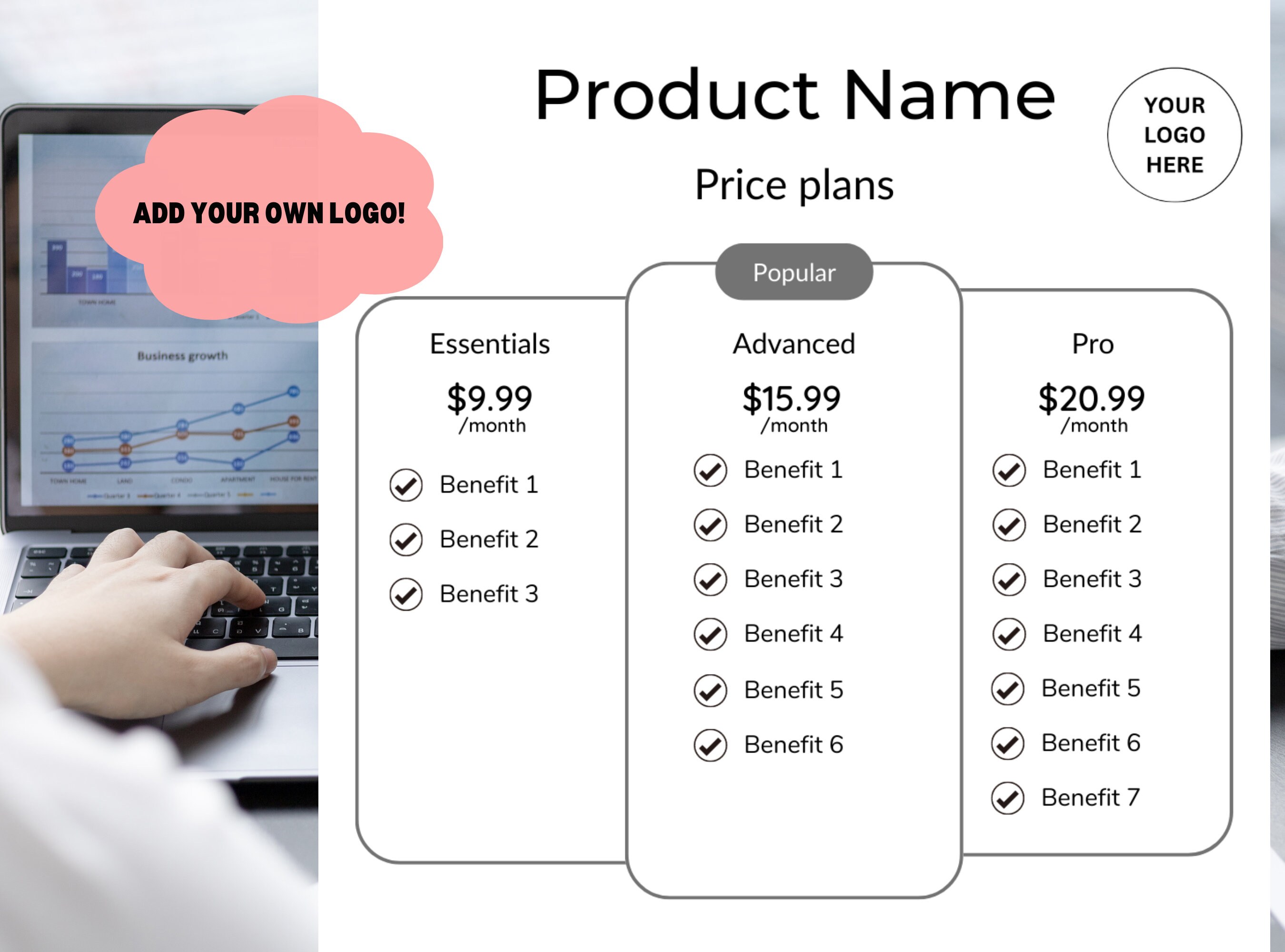 Monthly Subscription Pricing Plan Template Customizable Price Tiers