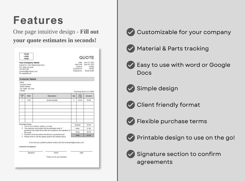 Editable Business Quotation Template. Google Docs Quotation. MS Word ...