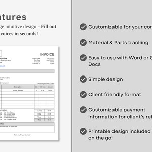 Invoice Template Word - Google Docs Invoice - Editable Business Invoice ...