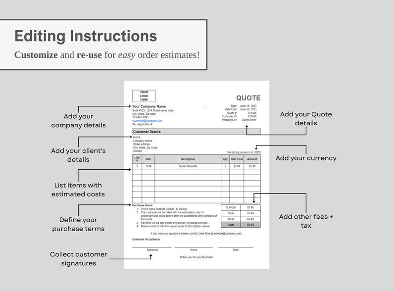 Editable Business Quotation Template. Google Docs Quotation. MS Word ...