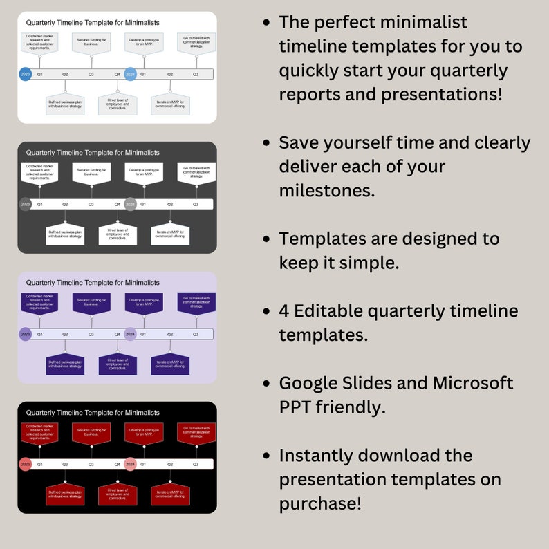 Quarterly Timeline Templates: Track Your Business or Career Goals ...