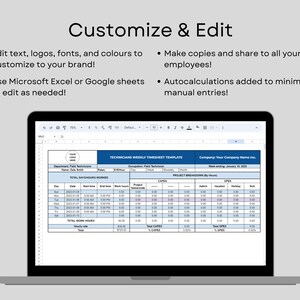 Employee Timesheet Spreadsheet Template, Editable Weekly Timesheet ...