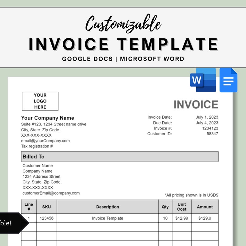 Google Docs Invoice - Etsy