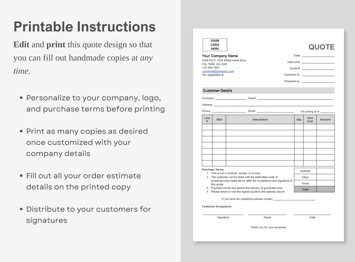 Editable Business Quotation Template. Google Docs Quotation. MS Word ...