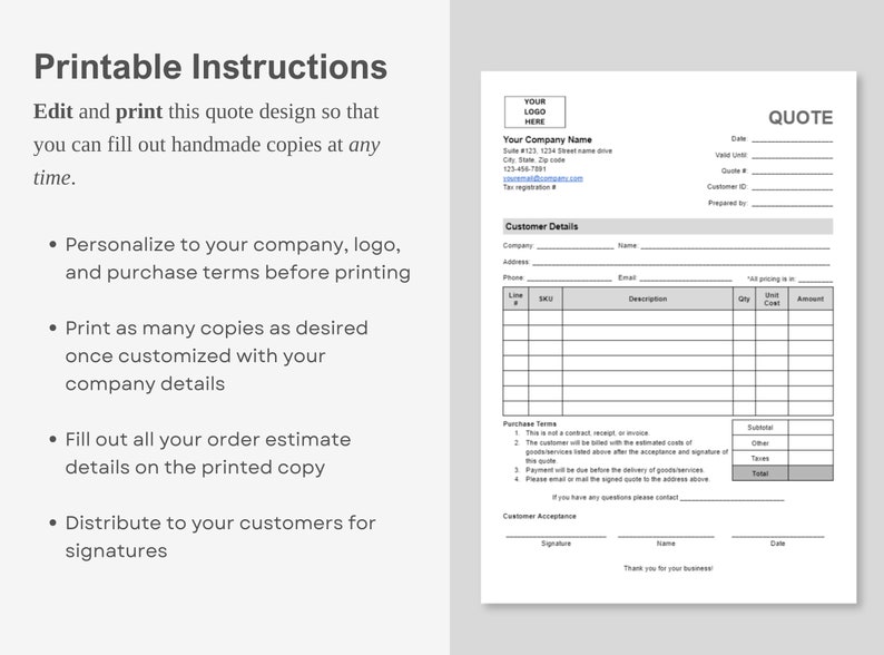 Editable Business Quotation Template. Google Docs Quotation. MS Word ...