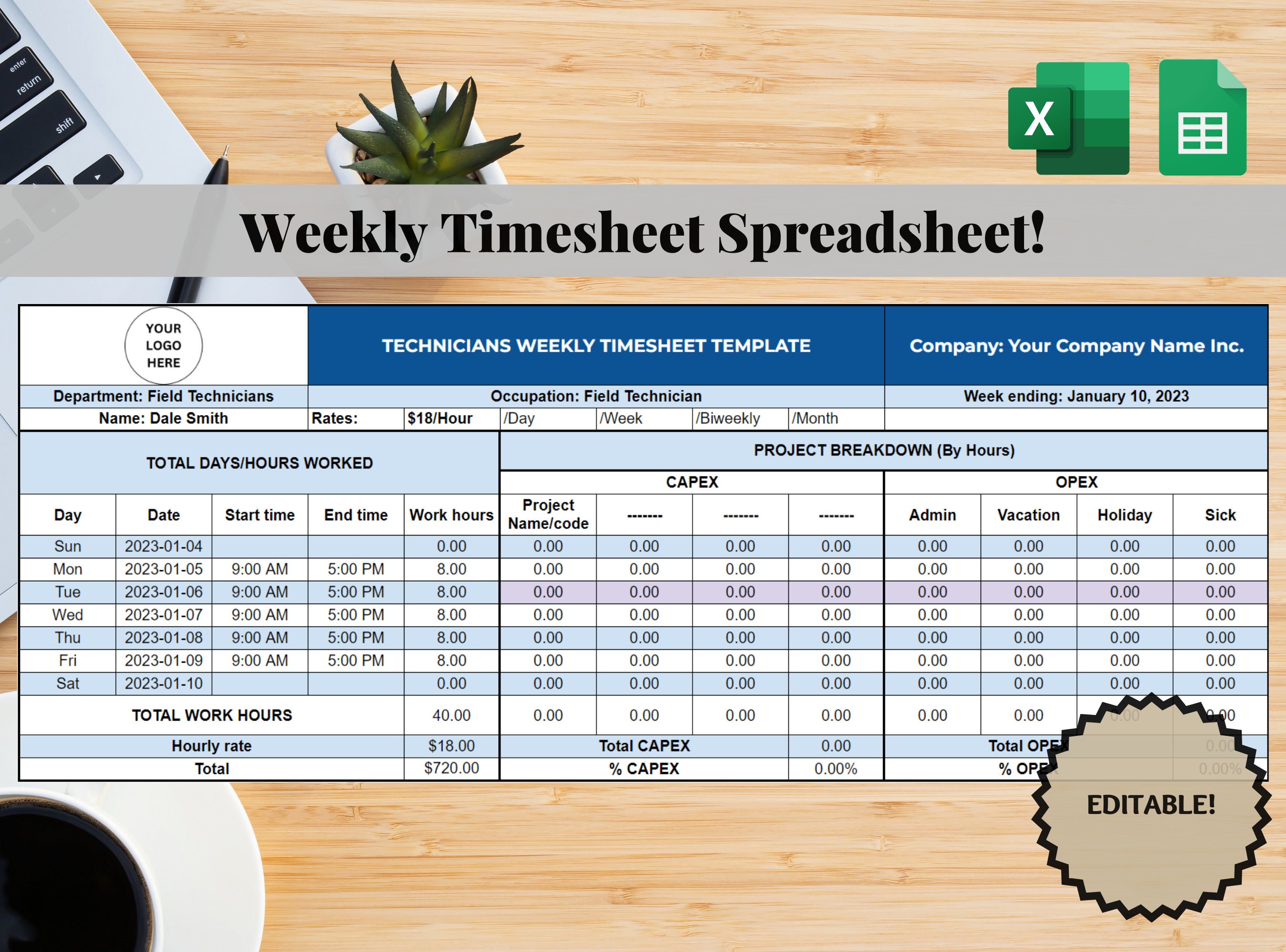 Employee Timesheet Spreadsheet