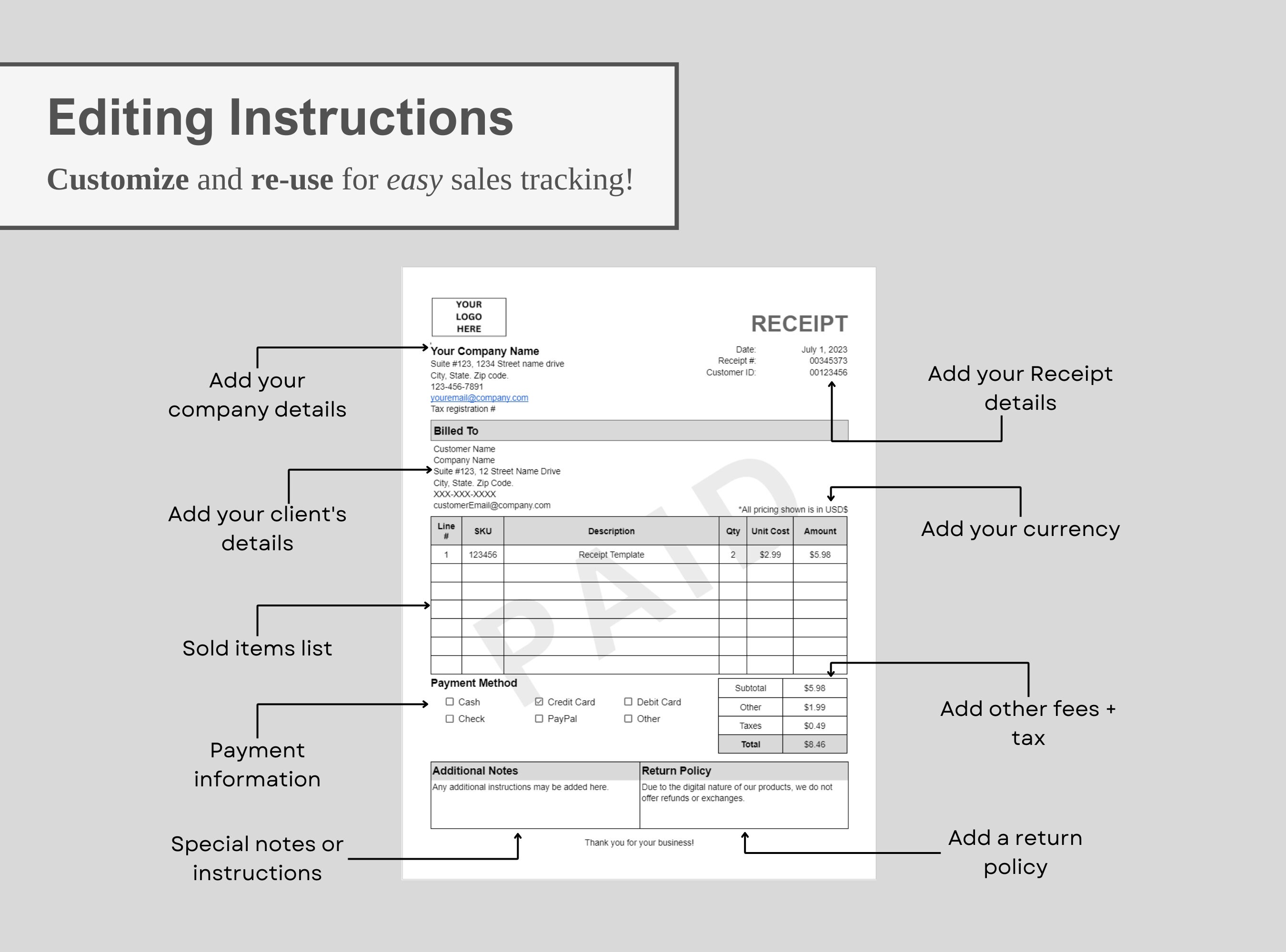Receipt Template Word - Google Docs Receipt - Printable Receipt ...