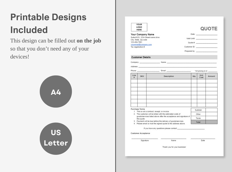 Editable Business Quotation Template. Google Docs Quotation. MS Word ...