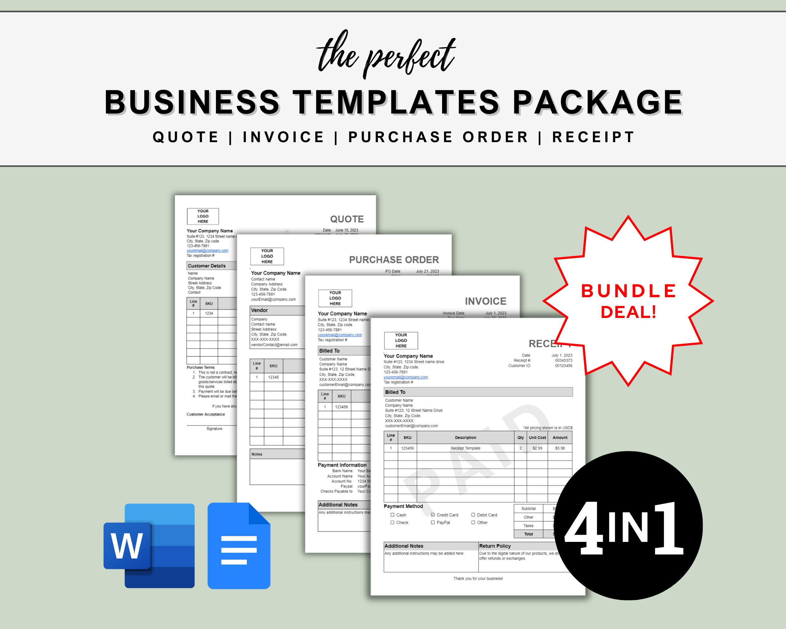 Small Business Starter Kit Templates Package for Word and Google Doc ...