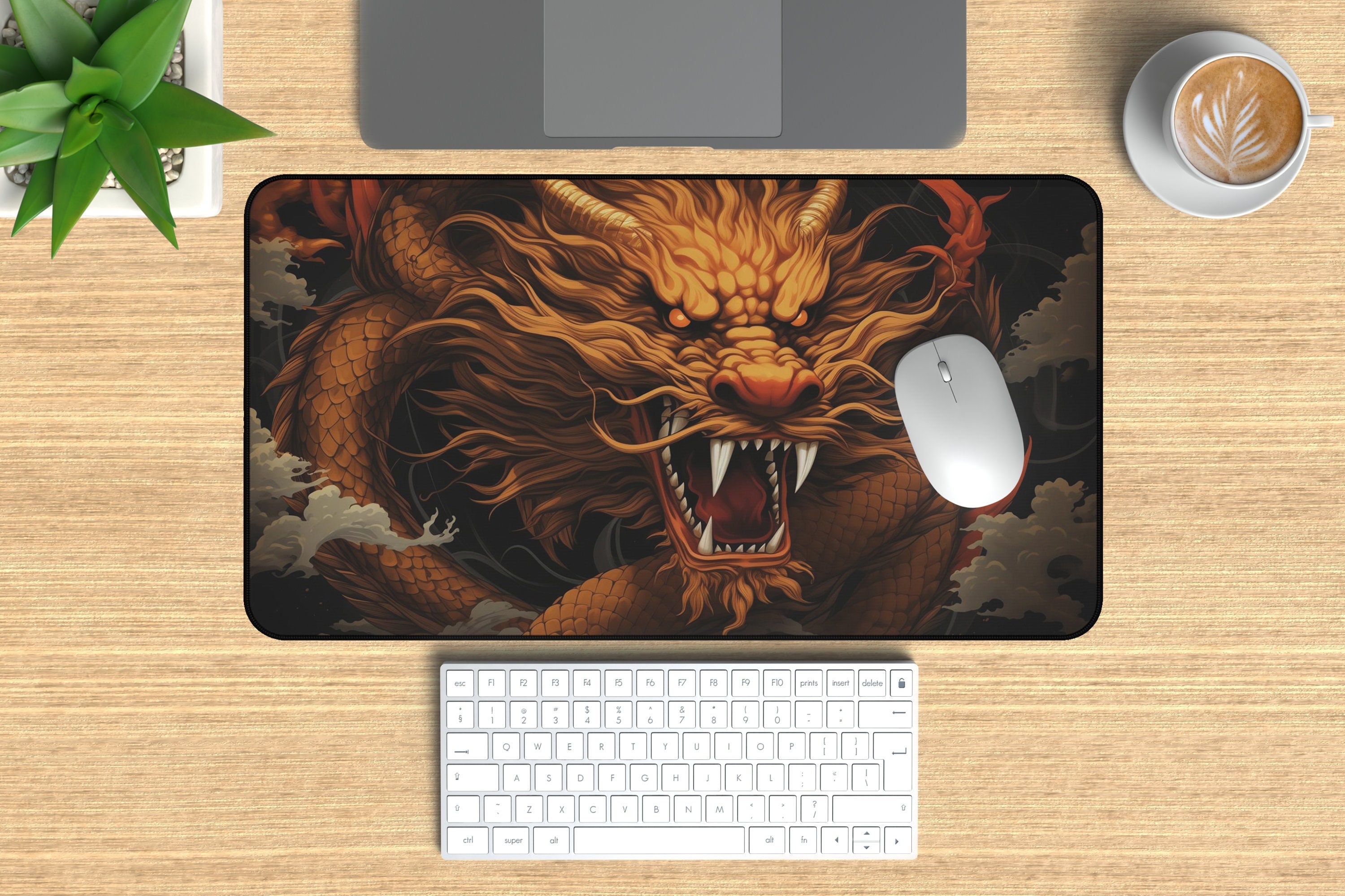Japanese Dragon Desk Mat Anime Desk Mat Gaming Desk Mat Desk Mat for an ...