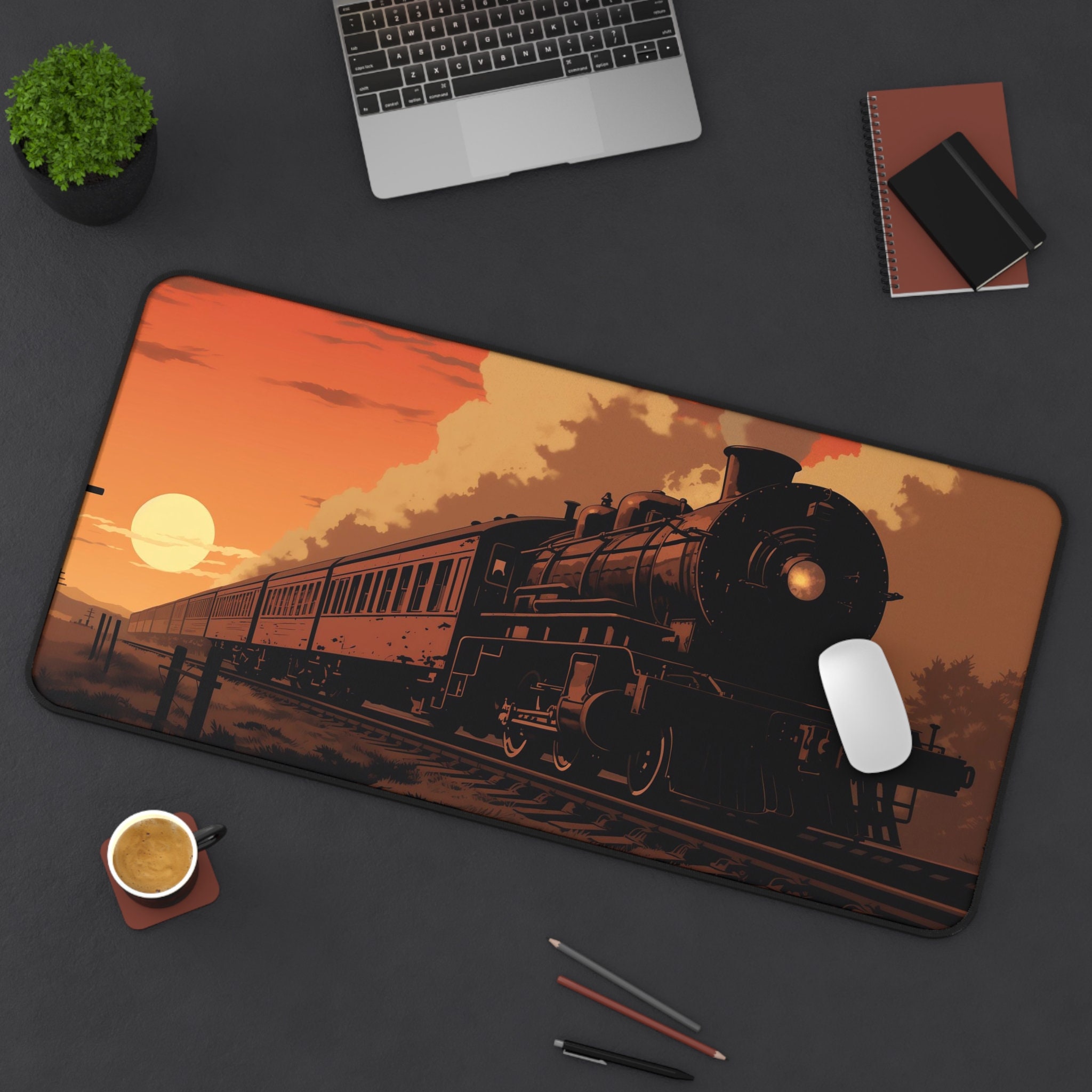Vintage Anime Train Desk Mat | Anime Deskmat | Deskmat for an Aesthetic ...