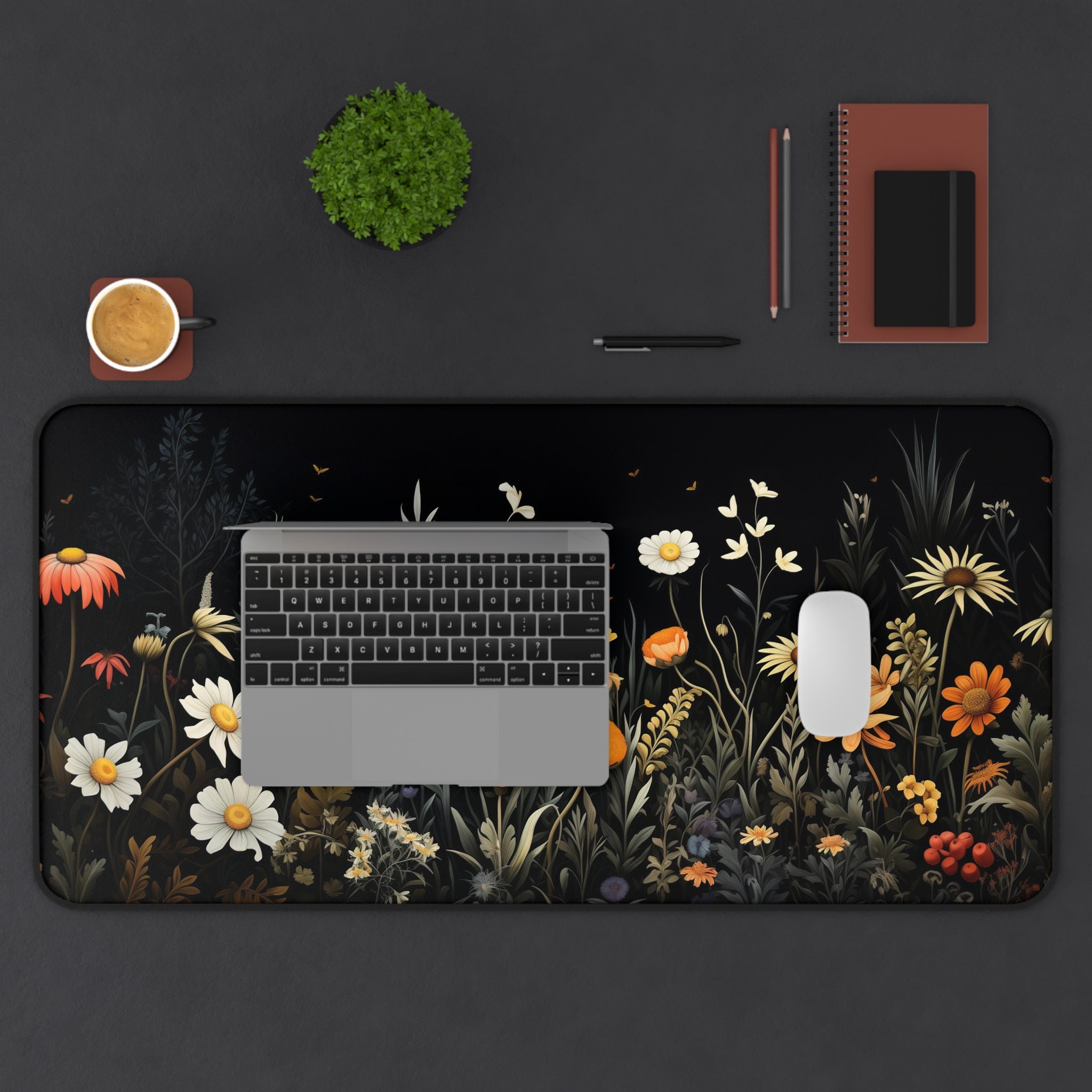 Floral Desk Mat Large Botanical Desk Mat Vintage Botanical Deskmat for ...