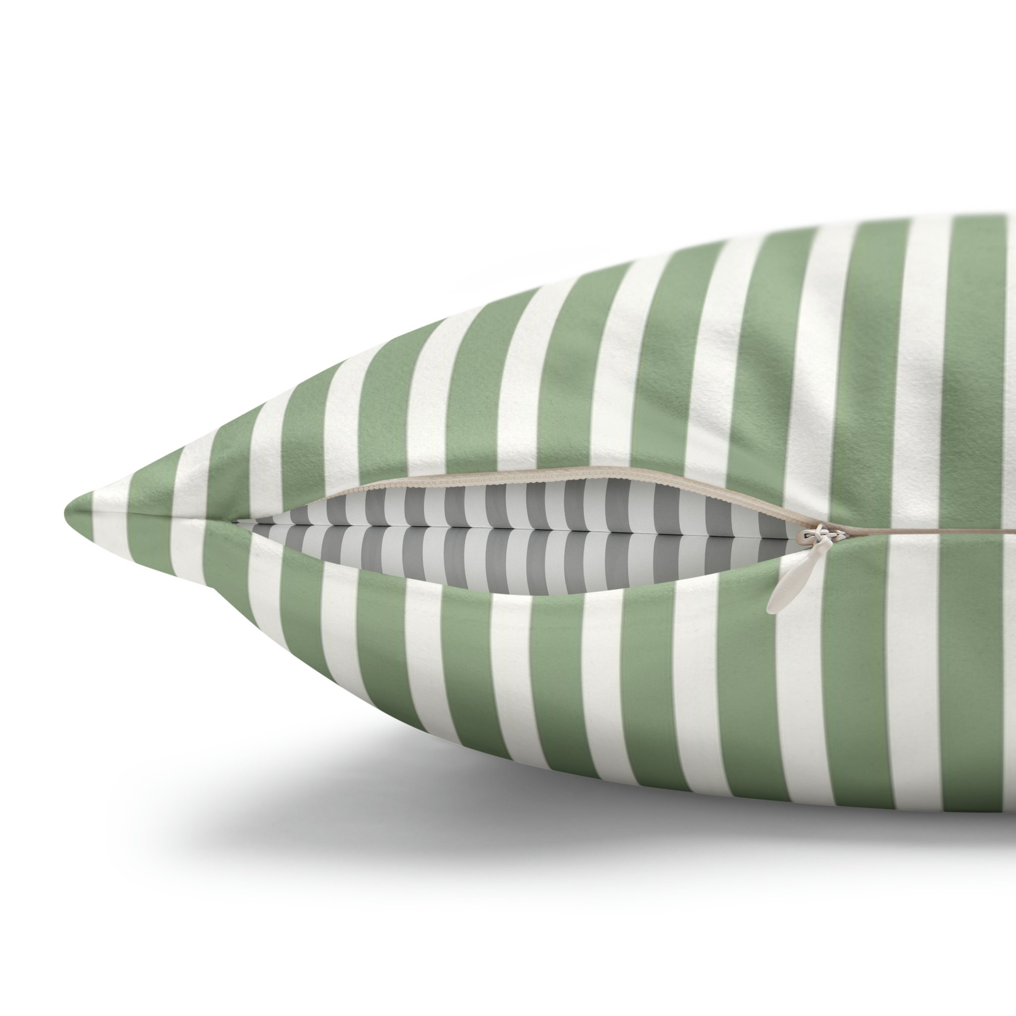Sage Green Striped Pillow Case - Faux Suede Square Pillow Case - 14x14 ...