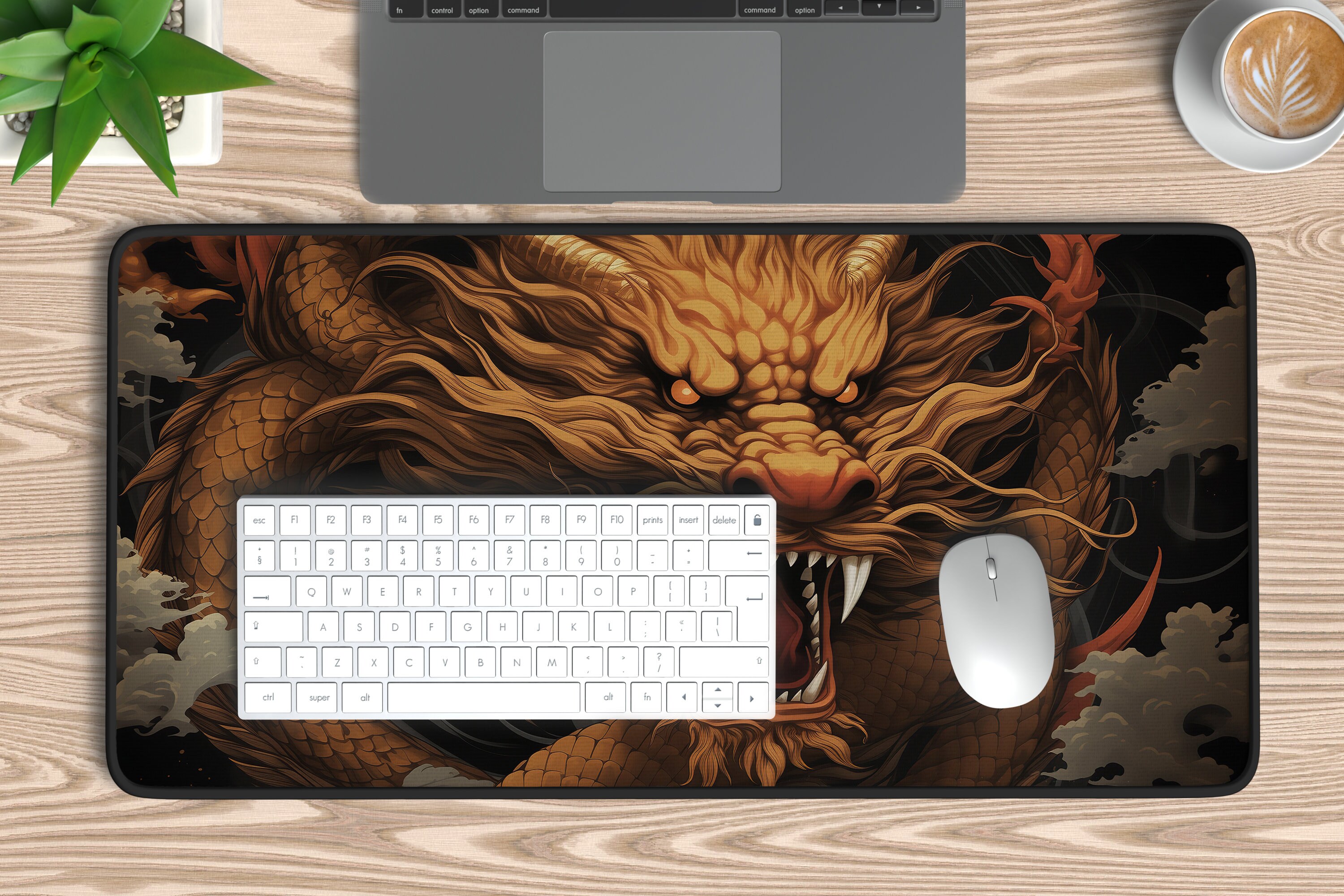 Japanese Dragon Desk Mat Anime Desk Mat Gaming Desk Mat Desk Mat for an ...