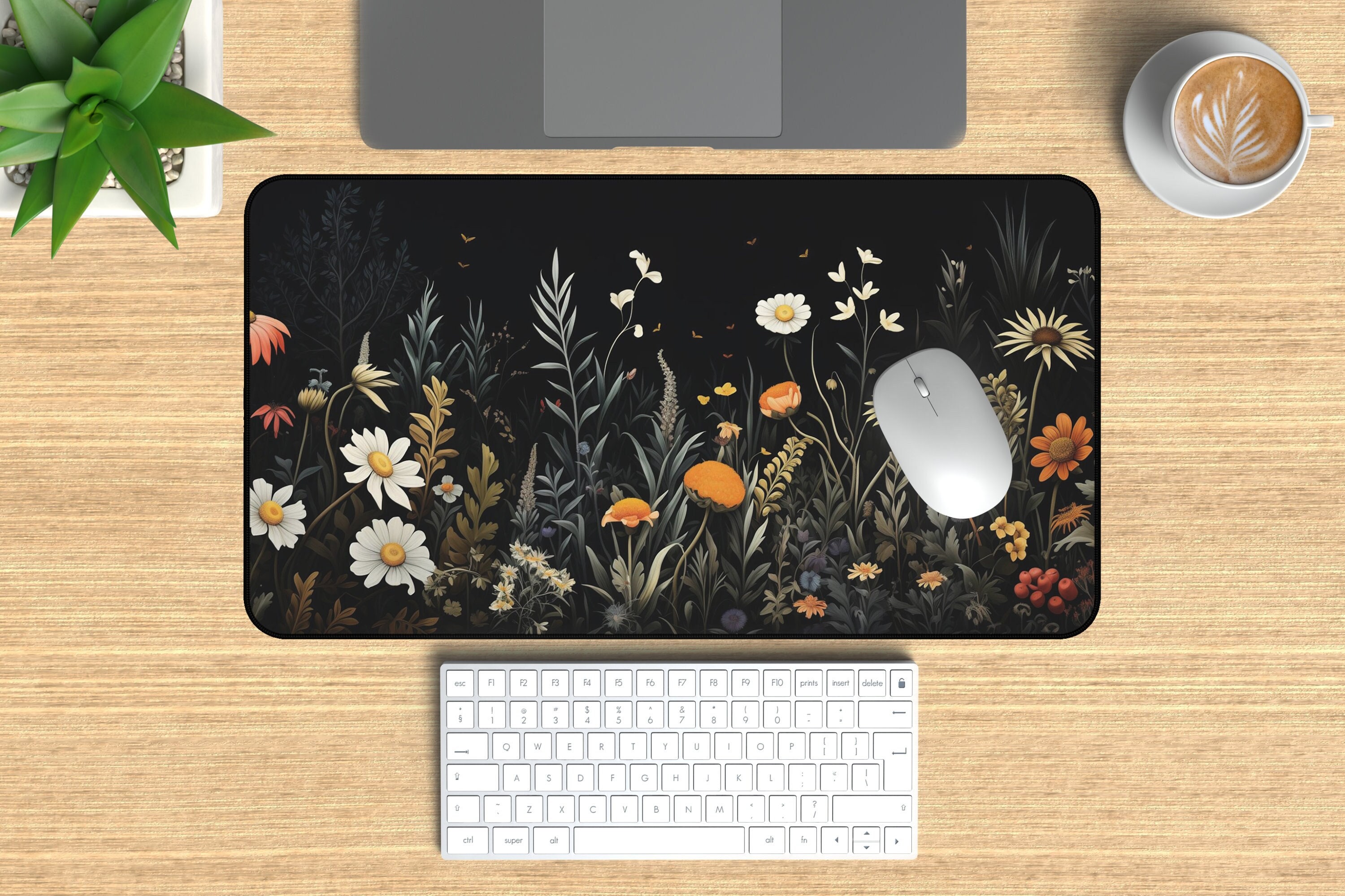 Floral Desk Mat Large Botanical Desk Mat Vintage Botanical Deskmat for ...