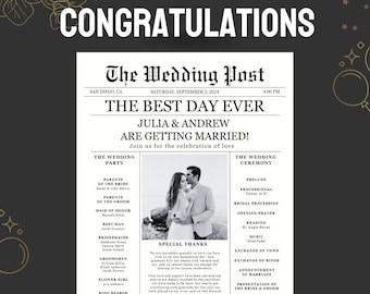 Newspaper Wedding Program Template, Editable Wedding Newspaper Program ...