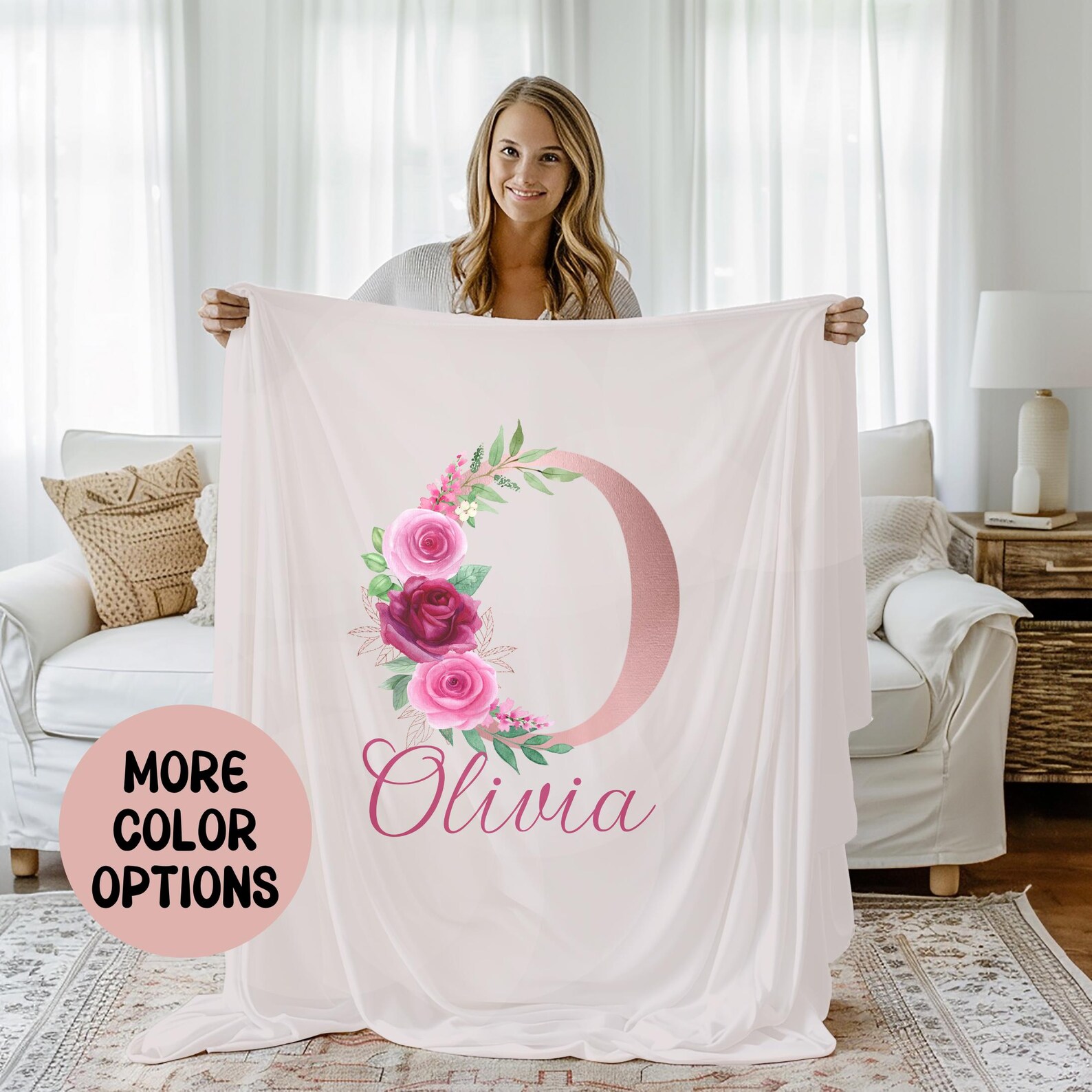 Custom Initial Name Blanket, Personalized Blankets for Kids and Babies ...