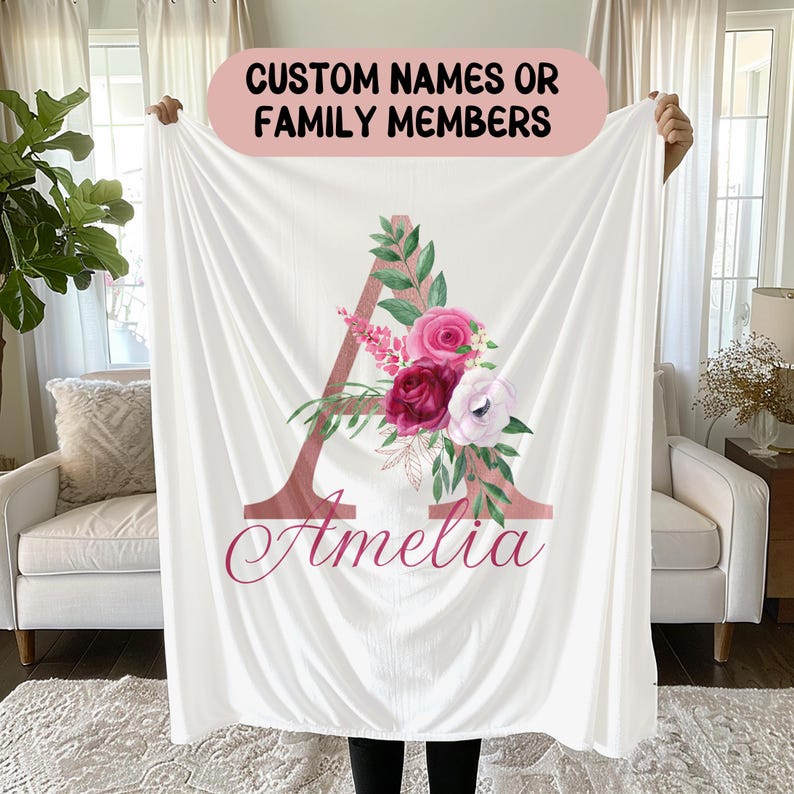 Custom Initial Name Blanket, Personalized Blankets for Kids and Babies ...