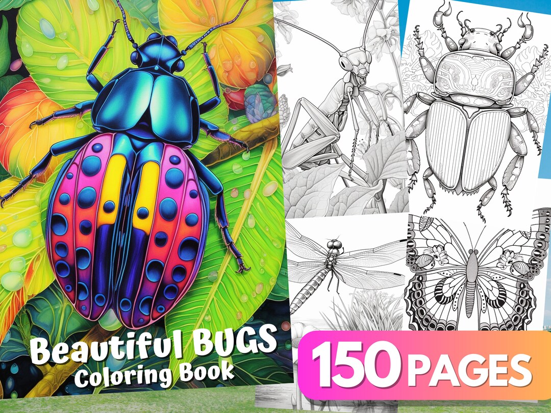 Beautiful Bugs Coloring Book, 150 Pages, Bugs Coloring Pages, AI ART ...