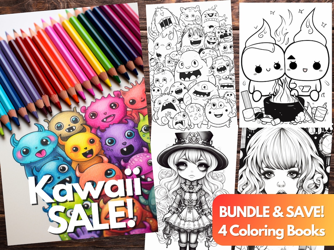 Kawaii Mega Bundle Coloring Book, 600 Pages, AI ART, Printable Kawaii Coloring Book PDF, Instant ...