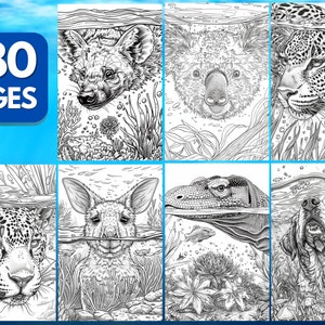 Animals Under Water Coloring Book, 280 Pages, Animals in Water, Animal ...