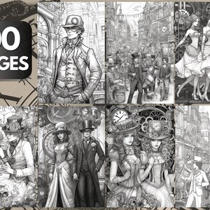 Clockwork City Coloring Book: 100 Pages, AI Art (PDF) - Etsy