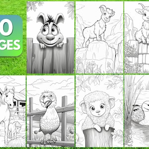 Cute Farm Animals Coloring Book, 150 Pages, Farm Friends Coloring Pages ...