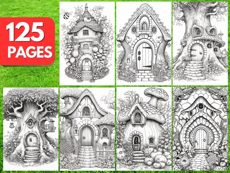 Enchanted Elf Houses Coloring Book 125 Pages Elf Houses - Etsy