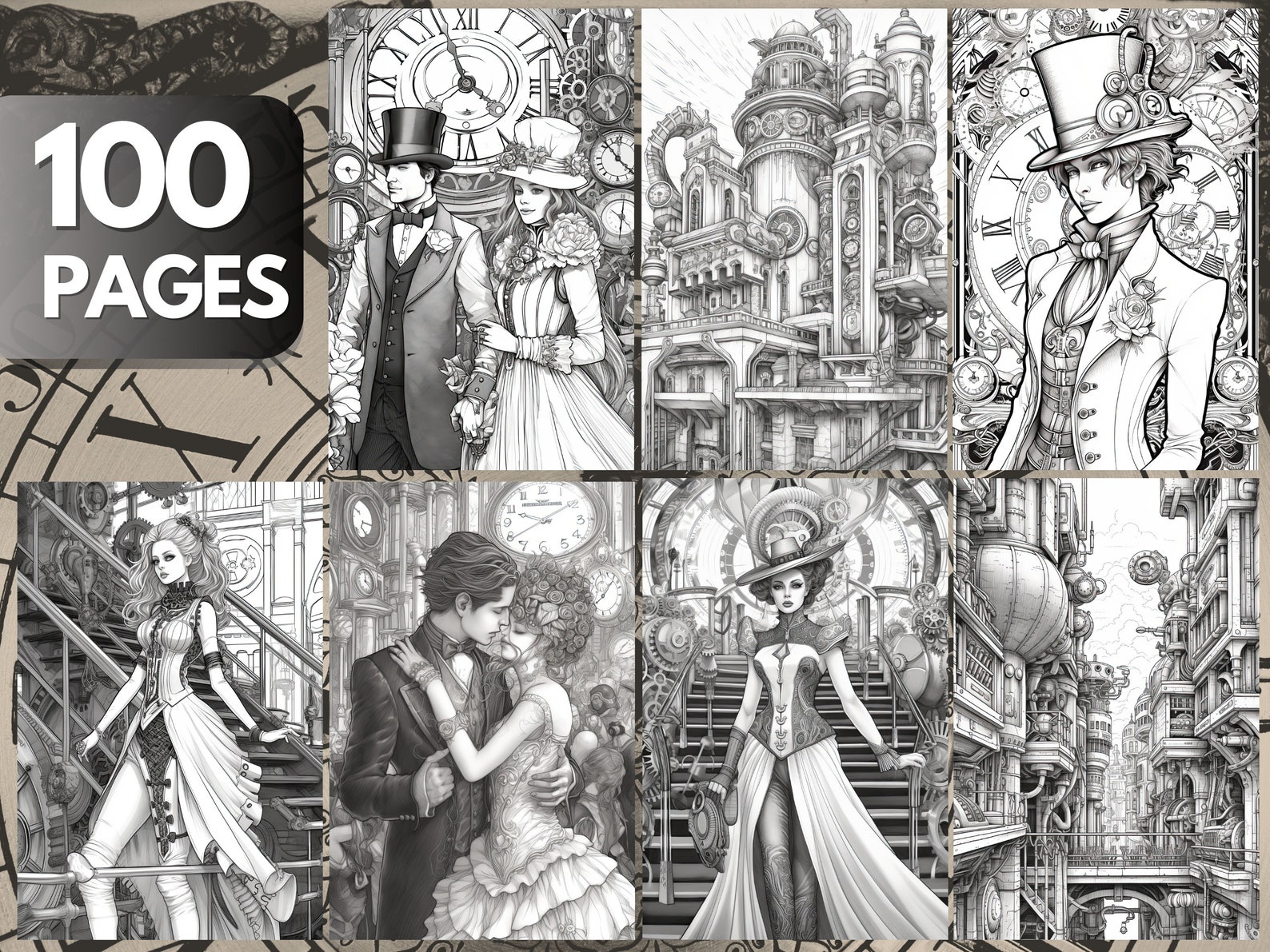 Clockwork City Coloring Book, 100 Pages, Clockwork City Coloring Pages ...