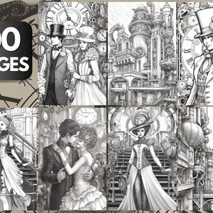 Clockwork City Coloring Book: 100 Pages, AI Art (PDF) - Etsy