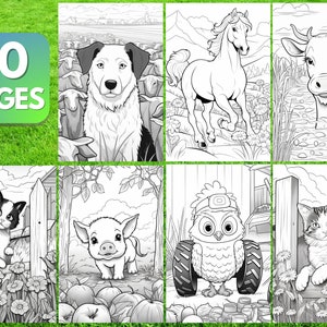 Cute Farm Animals Coloring Book, 150 Pages, Farm Friends Coloring Pages ...