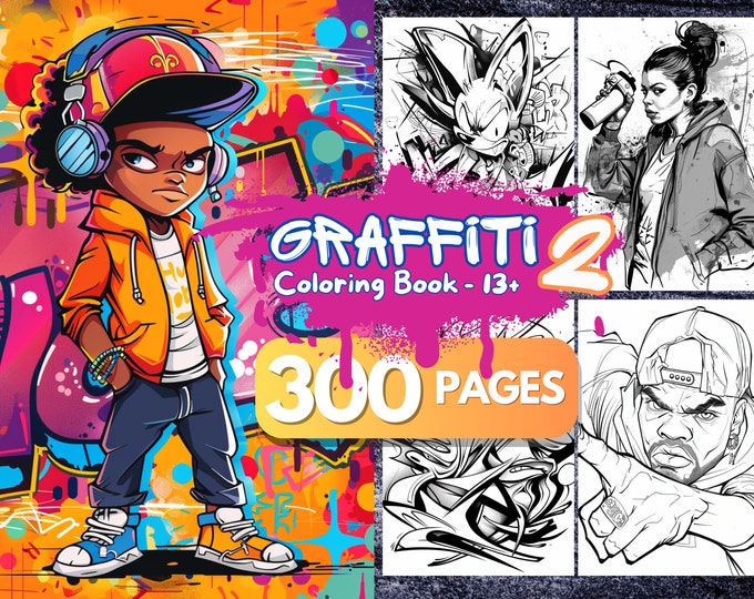 Hand Drawn Urban Hip Hop Graffiti Coloring Book Pages in Book Format ...