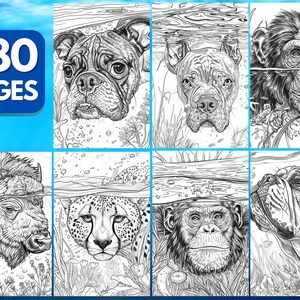 Animals Under Water Coloring Book, 280 Pages, Animals in Water, Animal ...