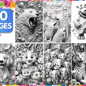 3D Animal Coloring Book, 140 Pages, Wild Animals, 3D AI ART, Coloring ...