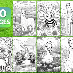 Cute Farm Animals Coloring Book, 150 Pages, Farm Friends Coloring Pages ...