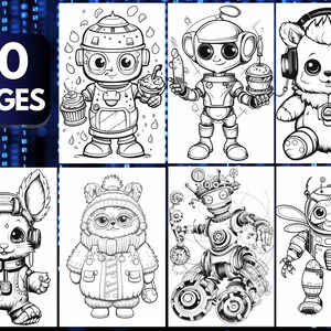 Cute Robots Coloring Book, 150 Pages, Cute Robots Coloring Pages, AI ...