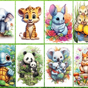 Adorable Animals Coloring Book, 100 Pages, Cute Animals Coloring Pages ...