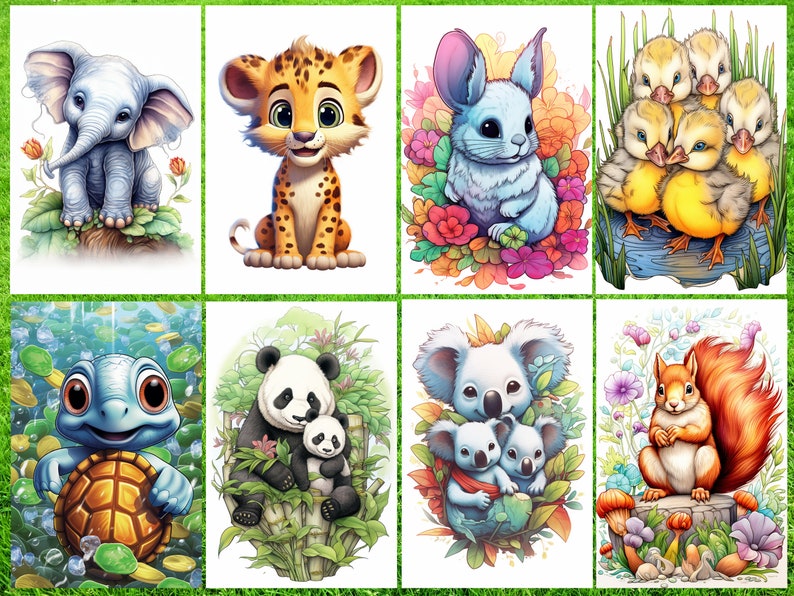 Adorable Animals Coloring Book, 100 Pages, Cute Animals Coloring Pages ...