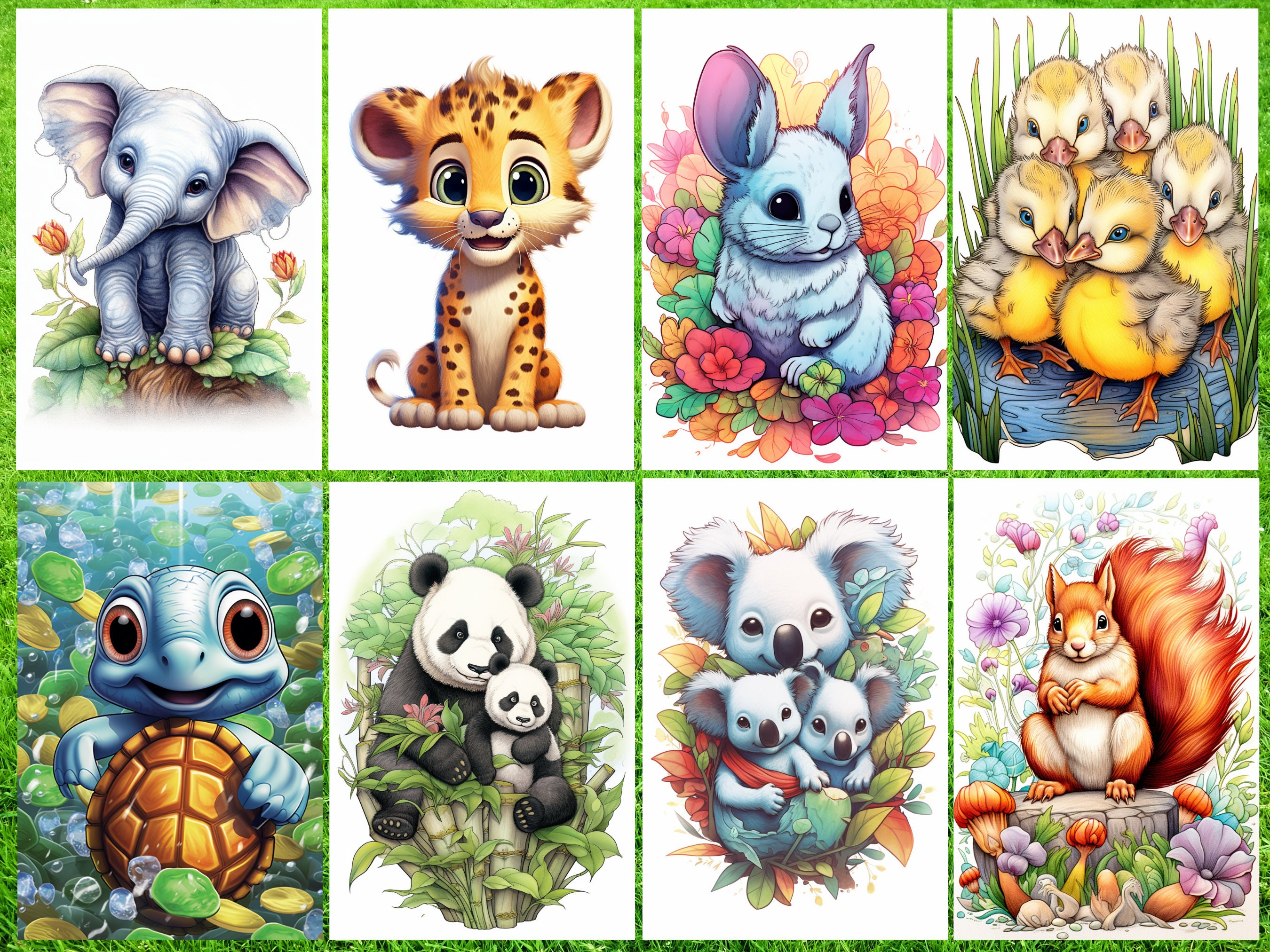 Adorable Animals Coloring Book, 100 Pages, Cute Animals Coloring Pages ...