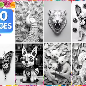 3D Animal Coloring Book, 140 Pages, Wild Animals, 3D AI ART, Coloring ...