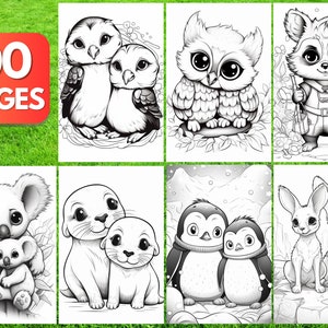 Adorable Animals Coloring Book, 100 Pages, Cute Animals Coloring Pages ...