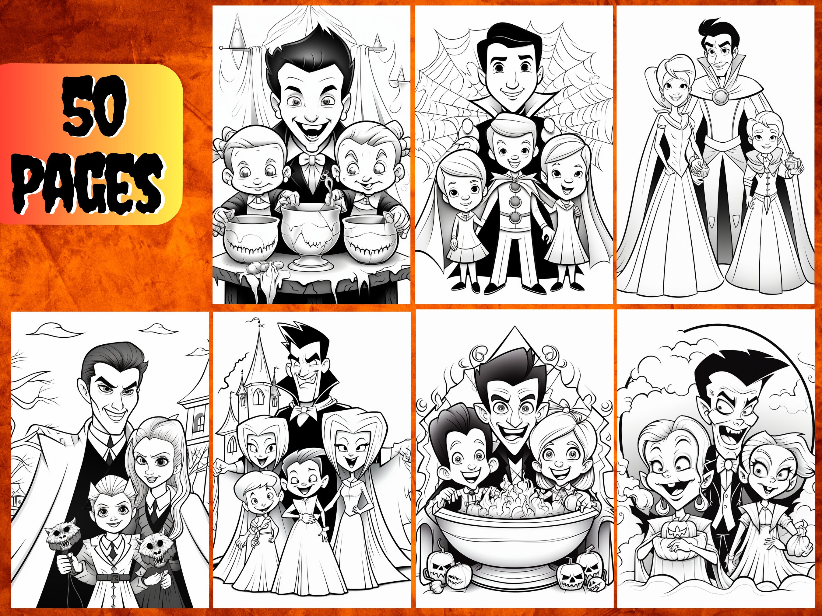 Dracula Coloring Book 50 Coloring Pages Halloween Coloring - Etsy